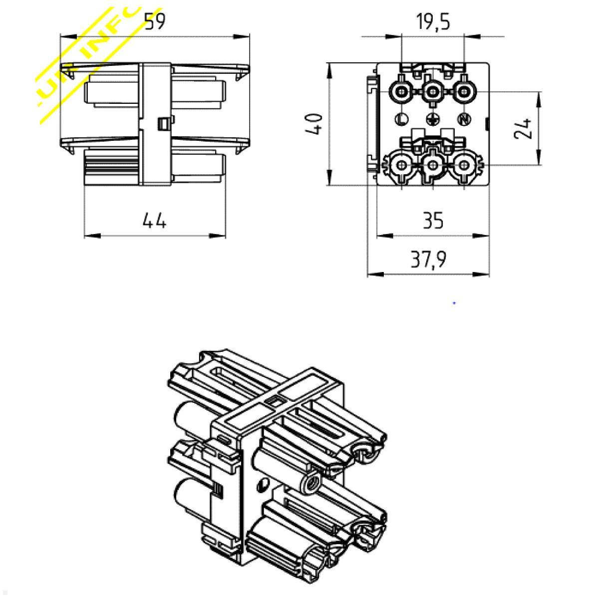 GST18 H-Verteilerblock Wieland 1E/3A, Bachmann 375.123