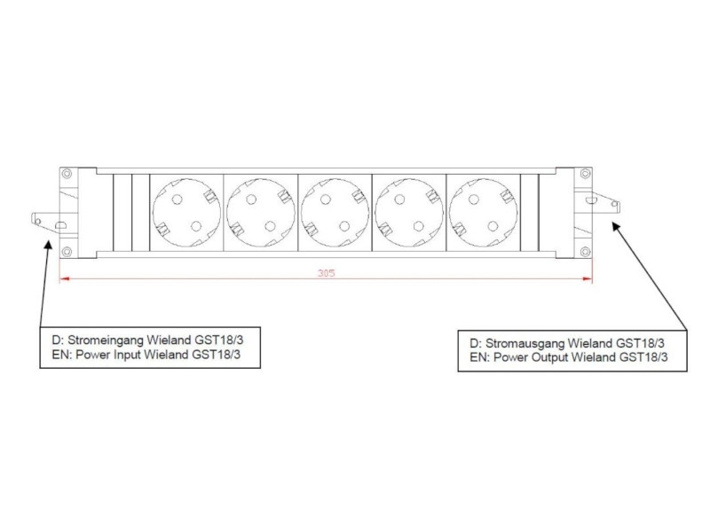 5-fach Steckdosenleiste mit GST18 - Bachmann STEP BASE 336.626