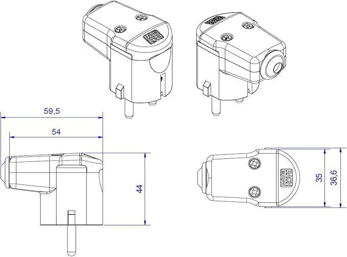 Bachmann Winkelstecker CEE 7/7 2-polig mit Schutzkontakt, grau 960.302