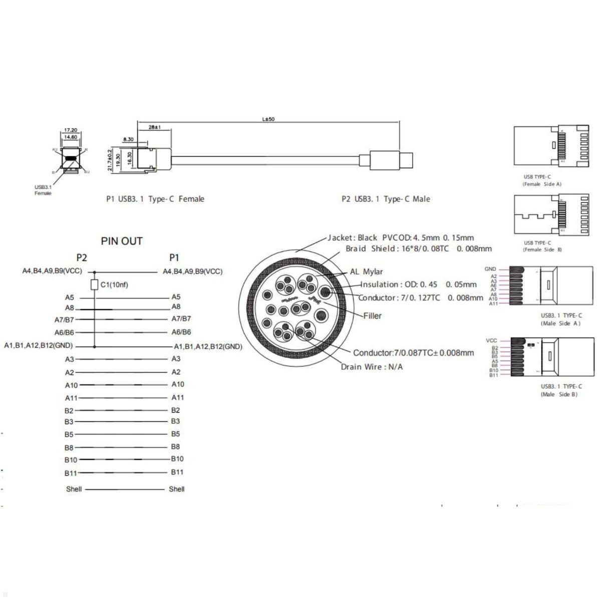 USB-C 3.1 Keystone Modul Bachmann (917.1212), schwarz