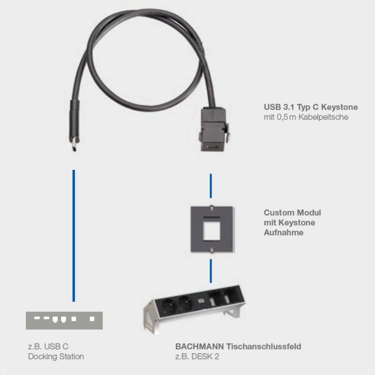 USB-C 3.1 Keystone Modul Bachmann (917.1212), schwarz