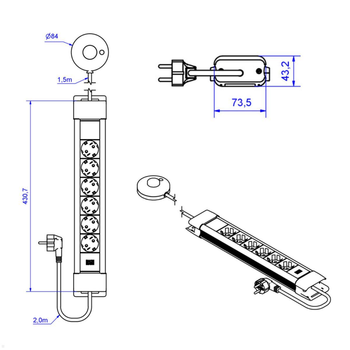 Bachmann CONNECTUS 6x Schutzkontaktsteckdose (BM005907)