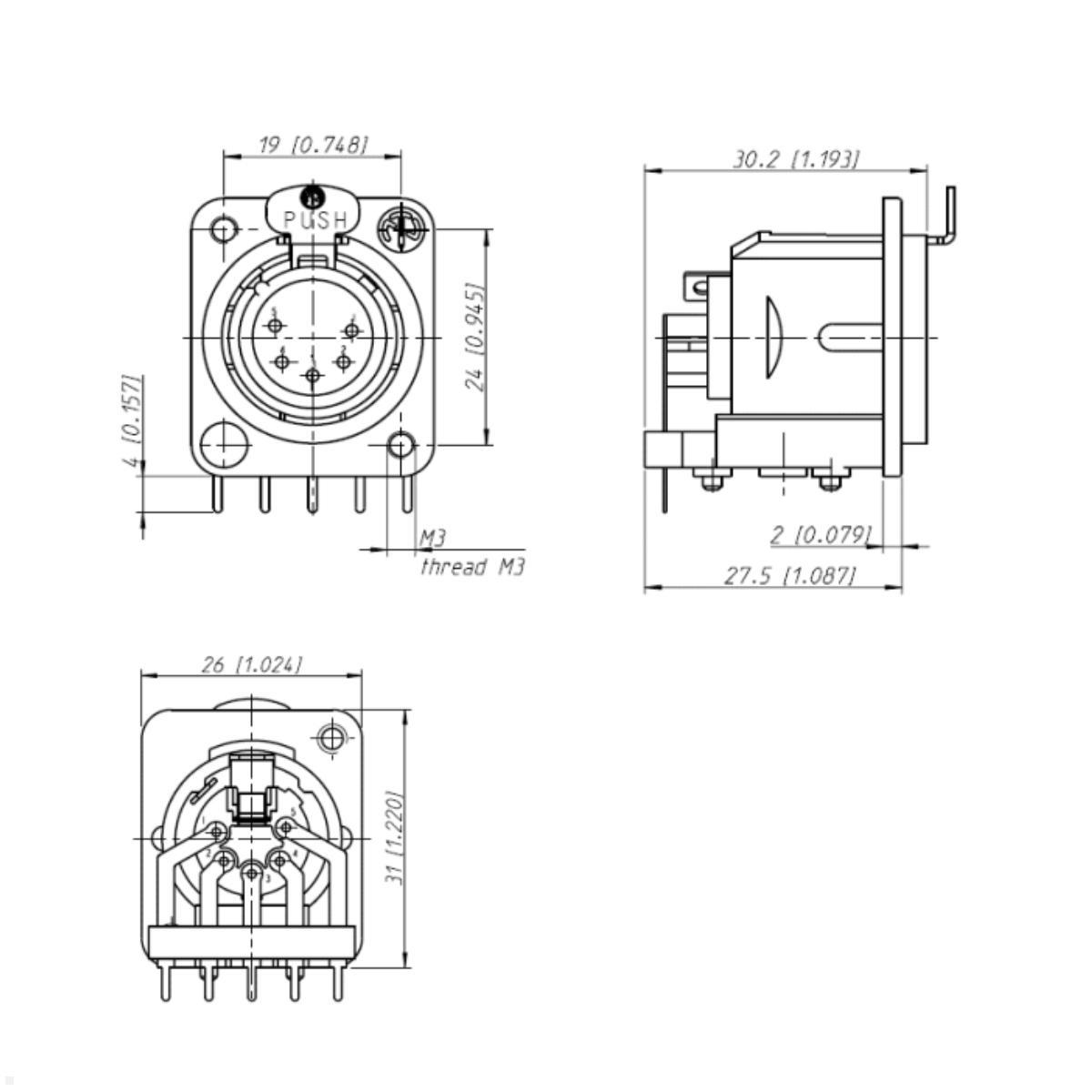 Custom Modul XLR 5-polig Buchse Audio Bachmann 917.101