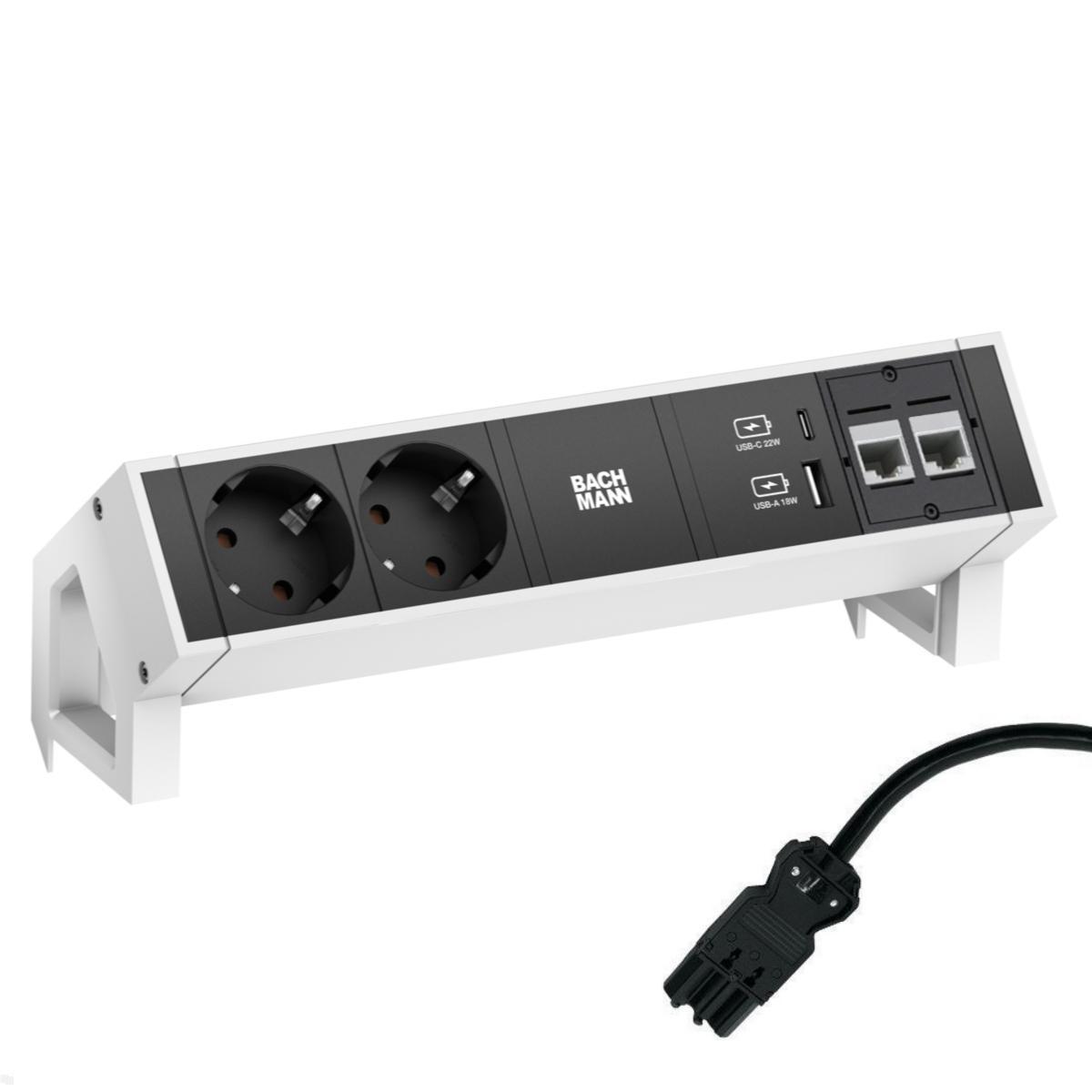Bachmann DESK 2, 2x Steckdose, USB-C /-A, 2x CAT 7
